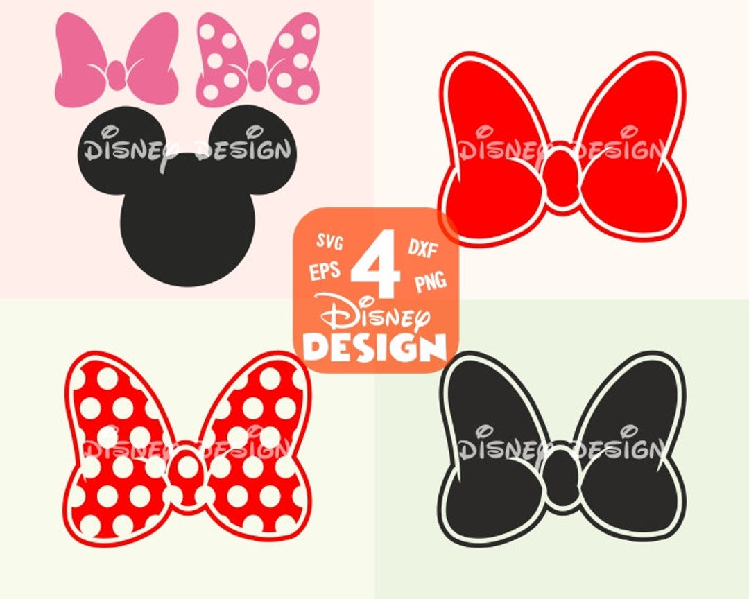 Mouse Bow SVG / Girl Mouse SVG, Red Bow / Birthday Mouse Head, Instant ...