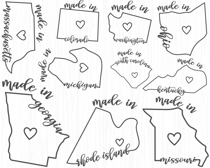 All 50 States Cursive Outline Svg Bundleunited States Svgus - Etsy UK