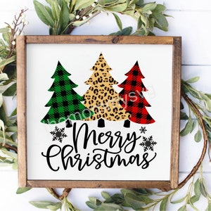 Buffalo Plaid Cheetah Tree Svg,christmas Tree Svg,merry Christmas Svg ...