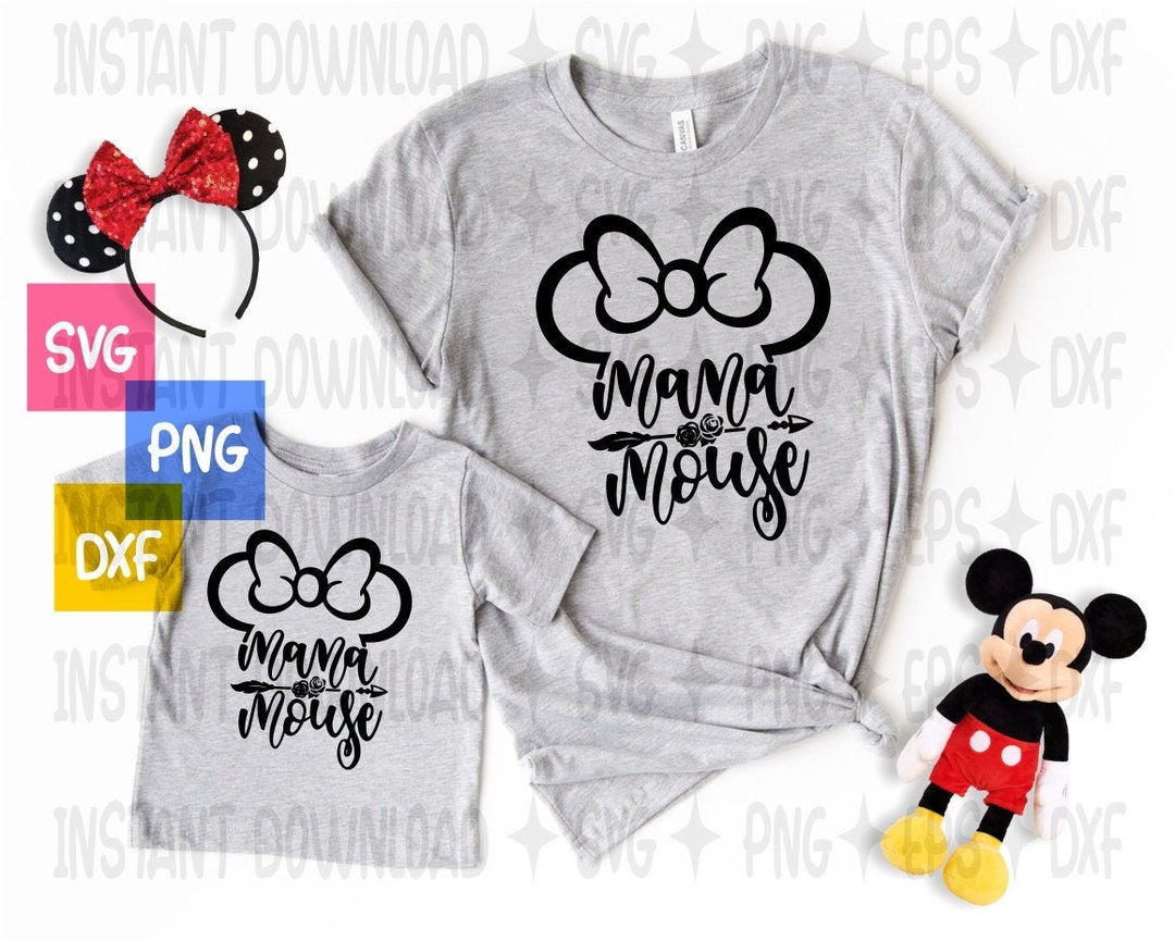 Mama Mouse, Mom Mouse SVG Instant Download, Birthday Girl Mouse Head ...