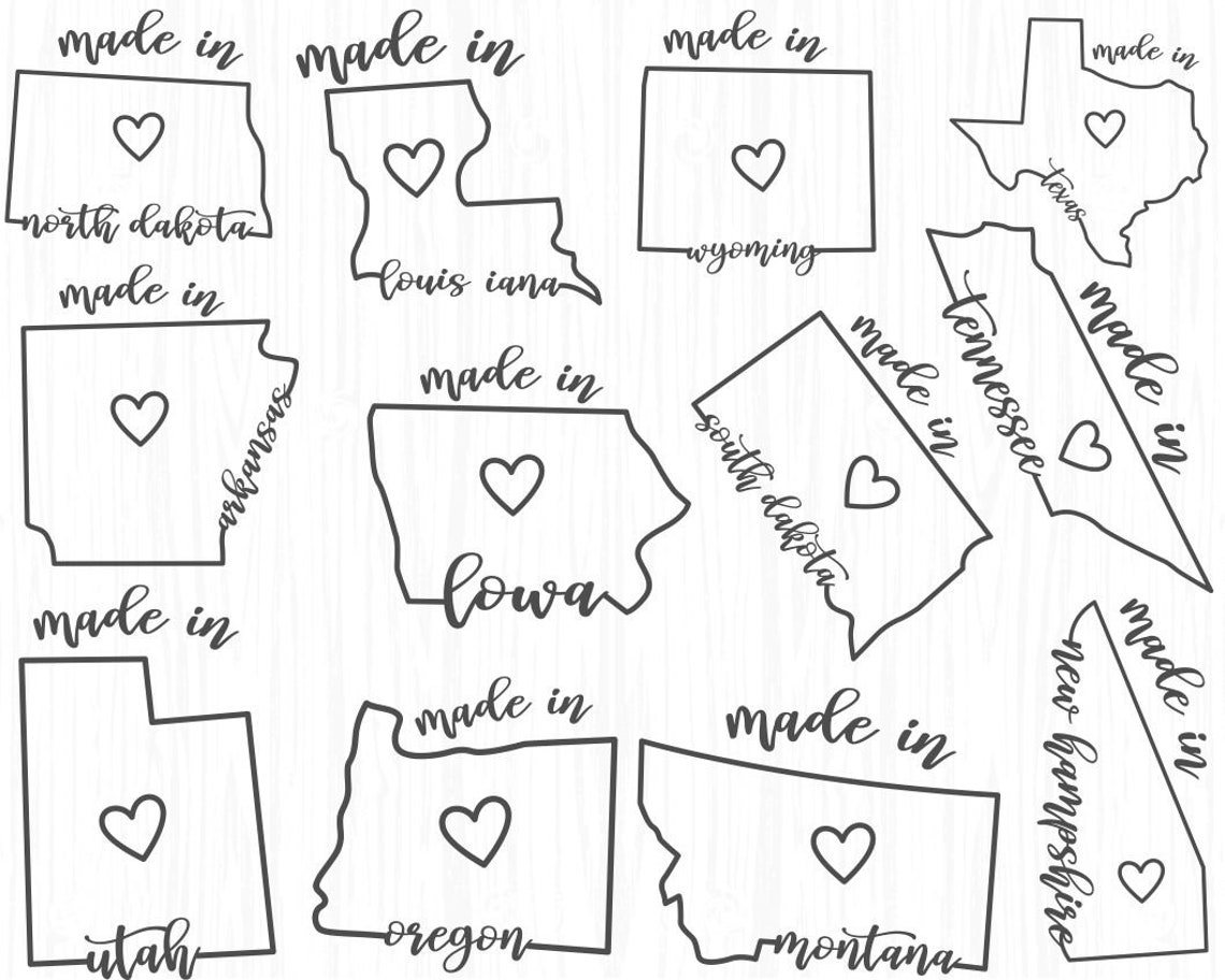 All 50 states Cursive Outline Svg BundleUnited States SvgUS | Etsy