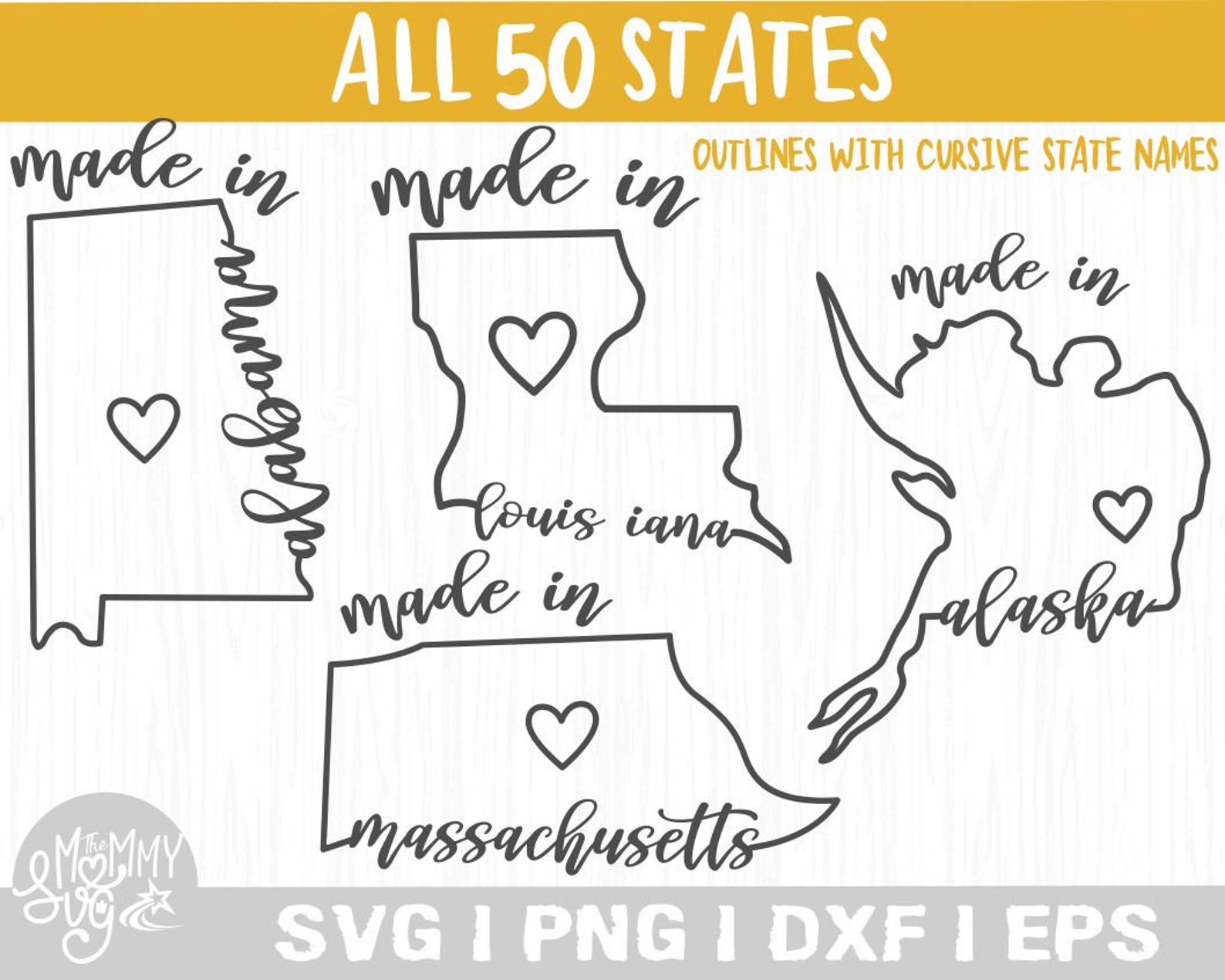 All 50 States Cursive Outline Svg Bundleunited States Svgus - Etsy UK