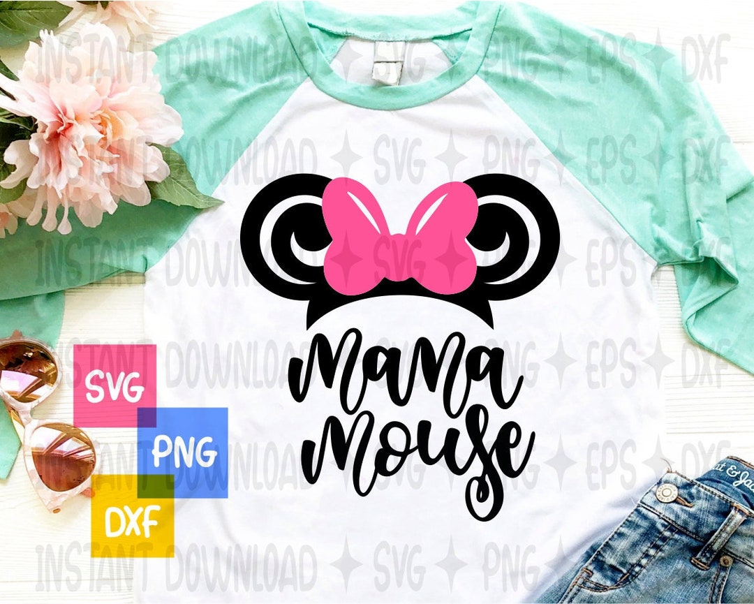 Mama Mouse, Mom Mouse SVG Instant Download, Mini Mouse Head Vector ...