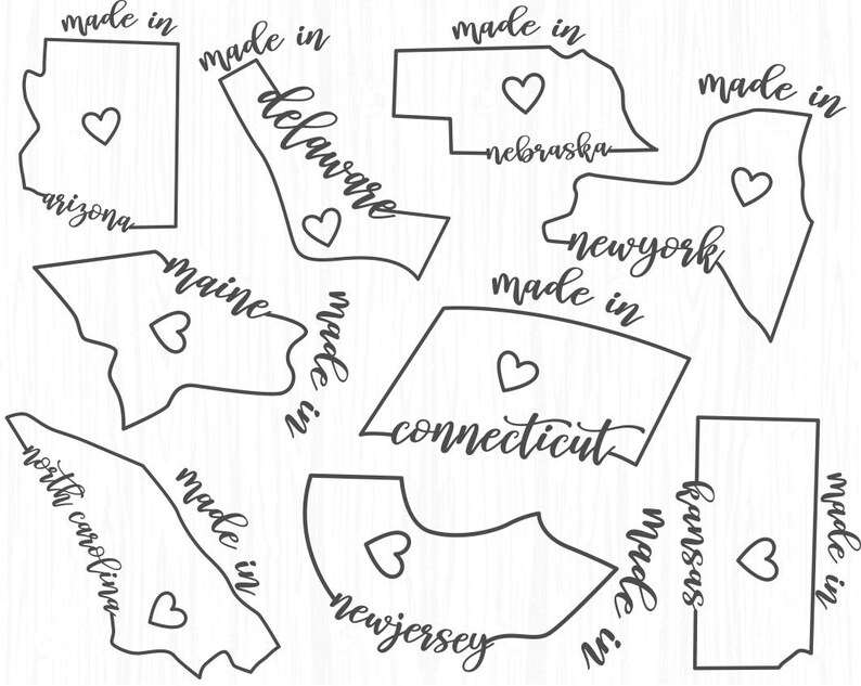All 50 States Cursive Outline Svg Bundleunited States Svgus - Etsy UK