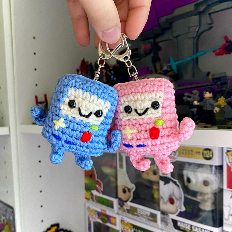 Mini Bmo Adventure Game Crochet Plush Keychain Handmade Blue and Pink ...