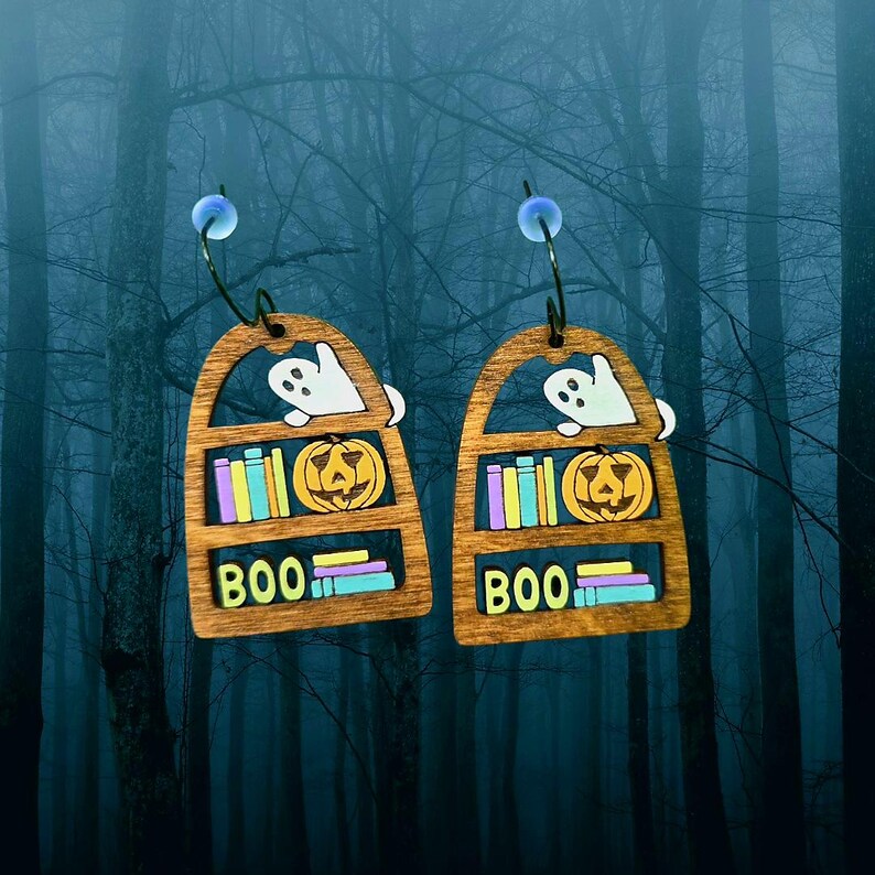 Boo Earrings, Halloween Earrings, Handpainted Wood Earrings, Halloween ...