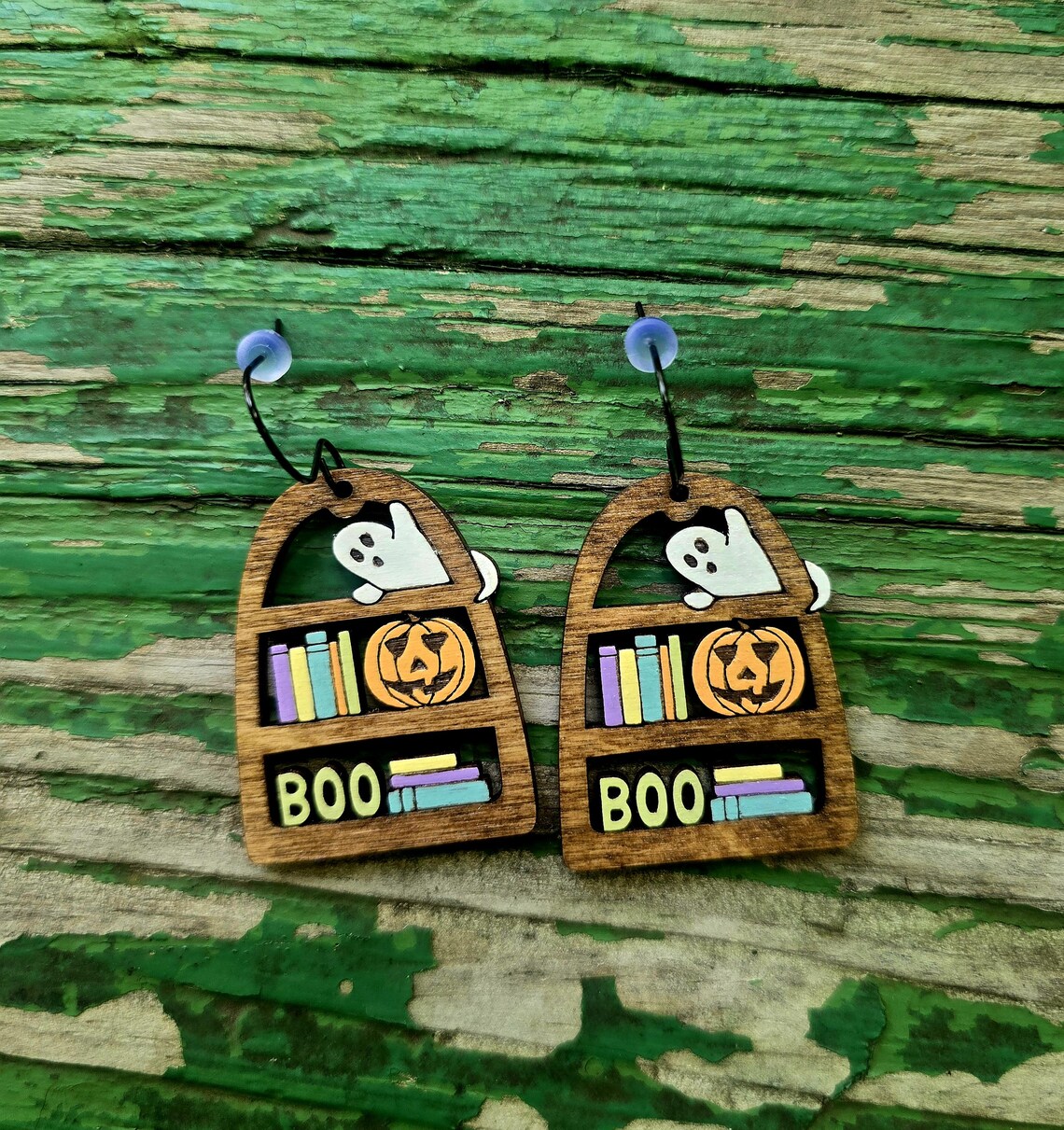 Boo Earrings, Halloween Earrings, Handpainted Wood Earrings, Halloween ...