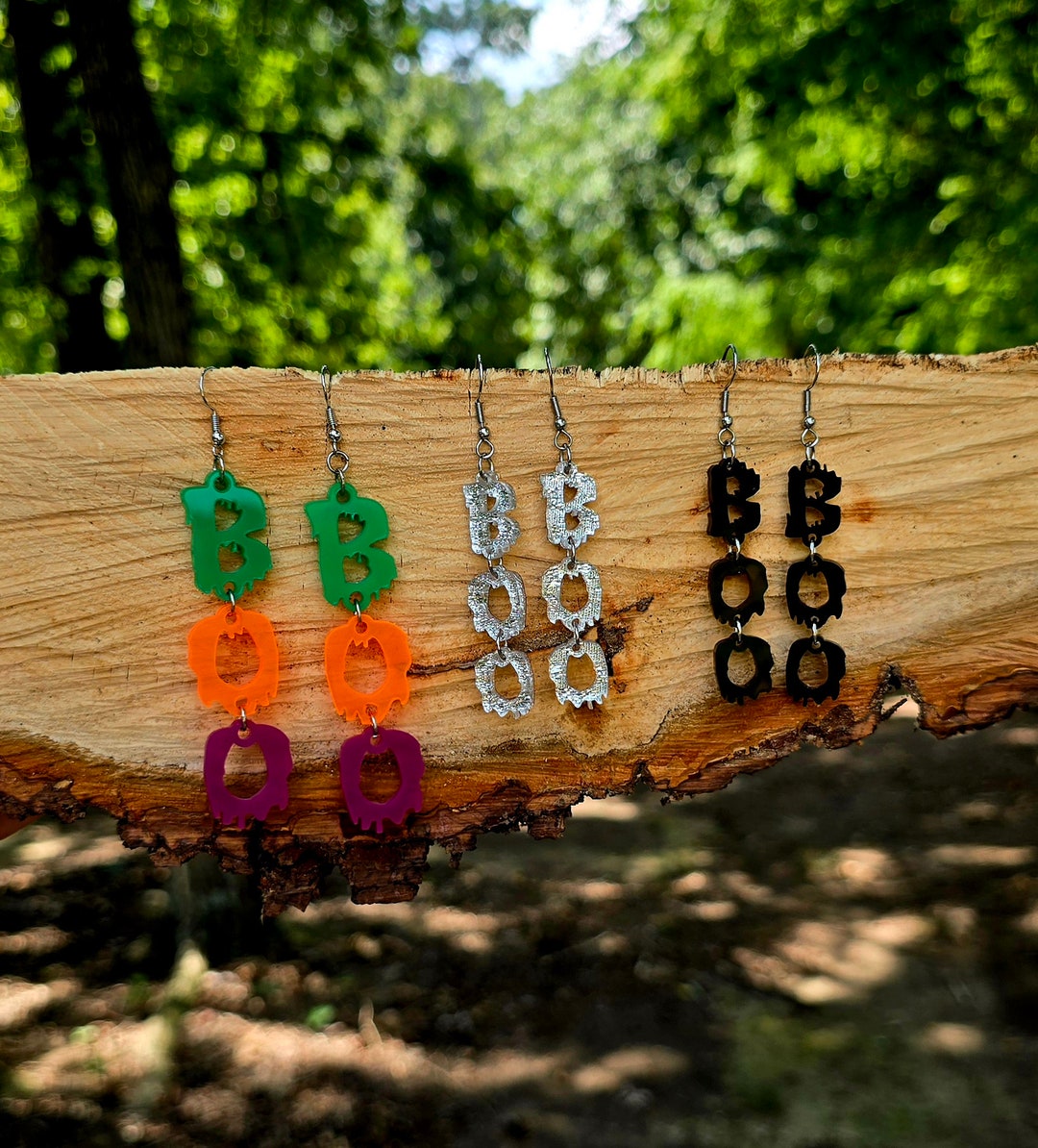 Boo Earrings, Halloween Earrings, Acrylic Earrings, Halloween ...