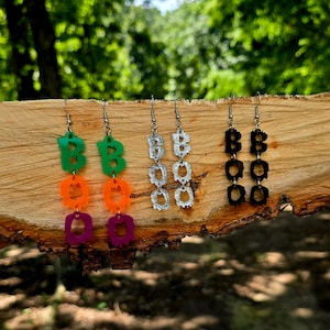 Boo Earrings, Halloween Earrings, Acrylic Earrings, Halloween ...