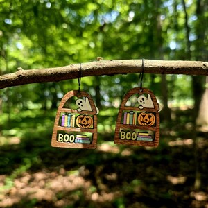 Boo Earrings, Halloween Earrings, Handpainted Wood Earrings, Halloween ...