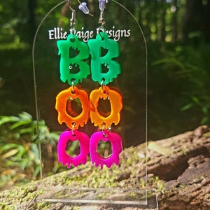 Boo Earrings, Halloween Earrings, Acrylic Earrings, Halloween ...