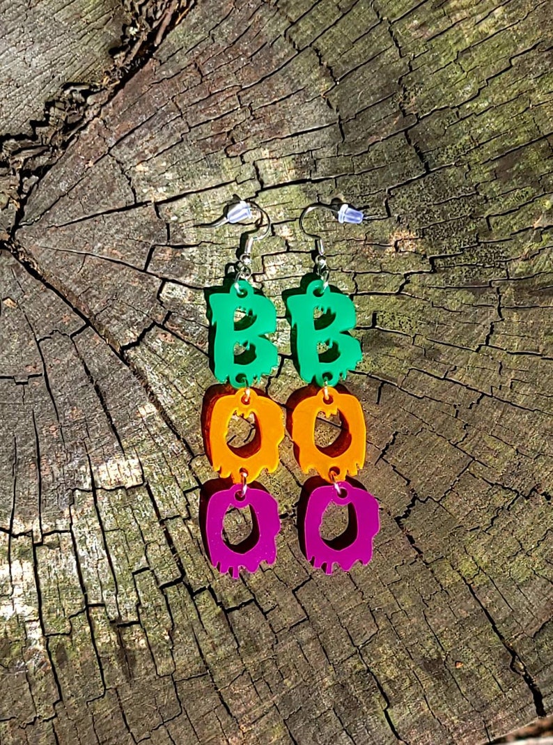Boo Earrings, Halloween Earrings, Acrylic Earrings, Halloween ...