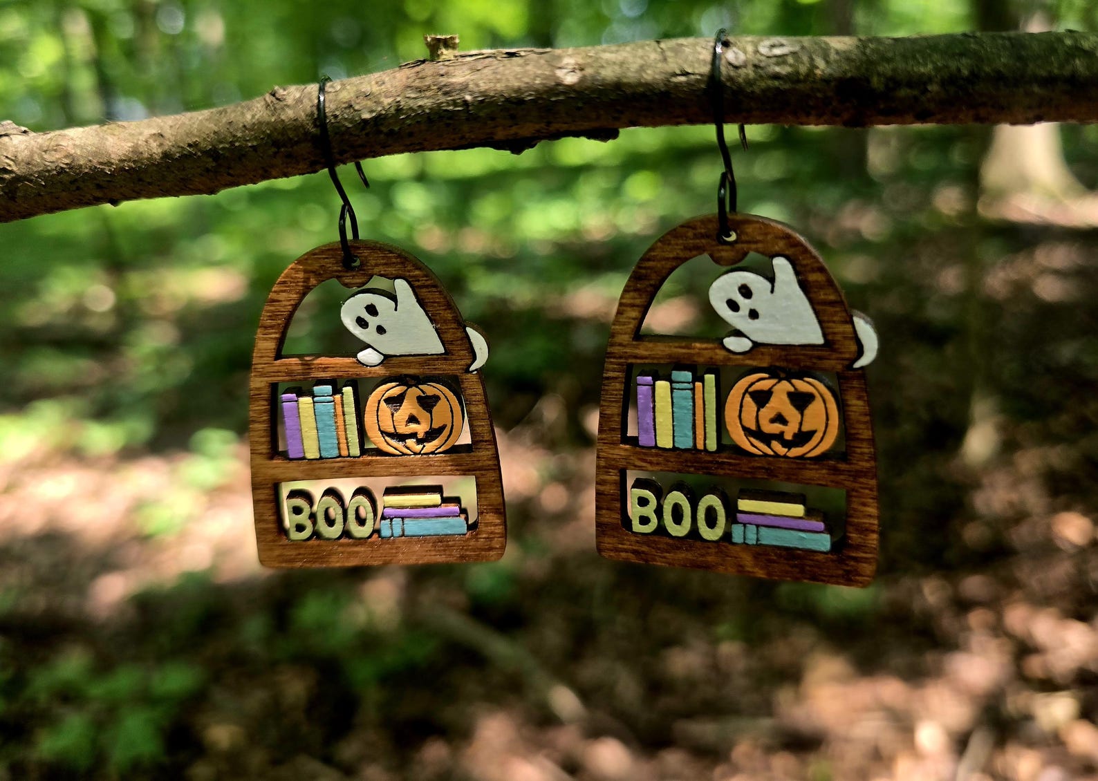 Boo Earrings, Halloween Earrings, Handpainted Wood Earrings, Halloween ...