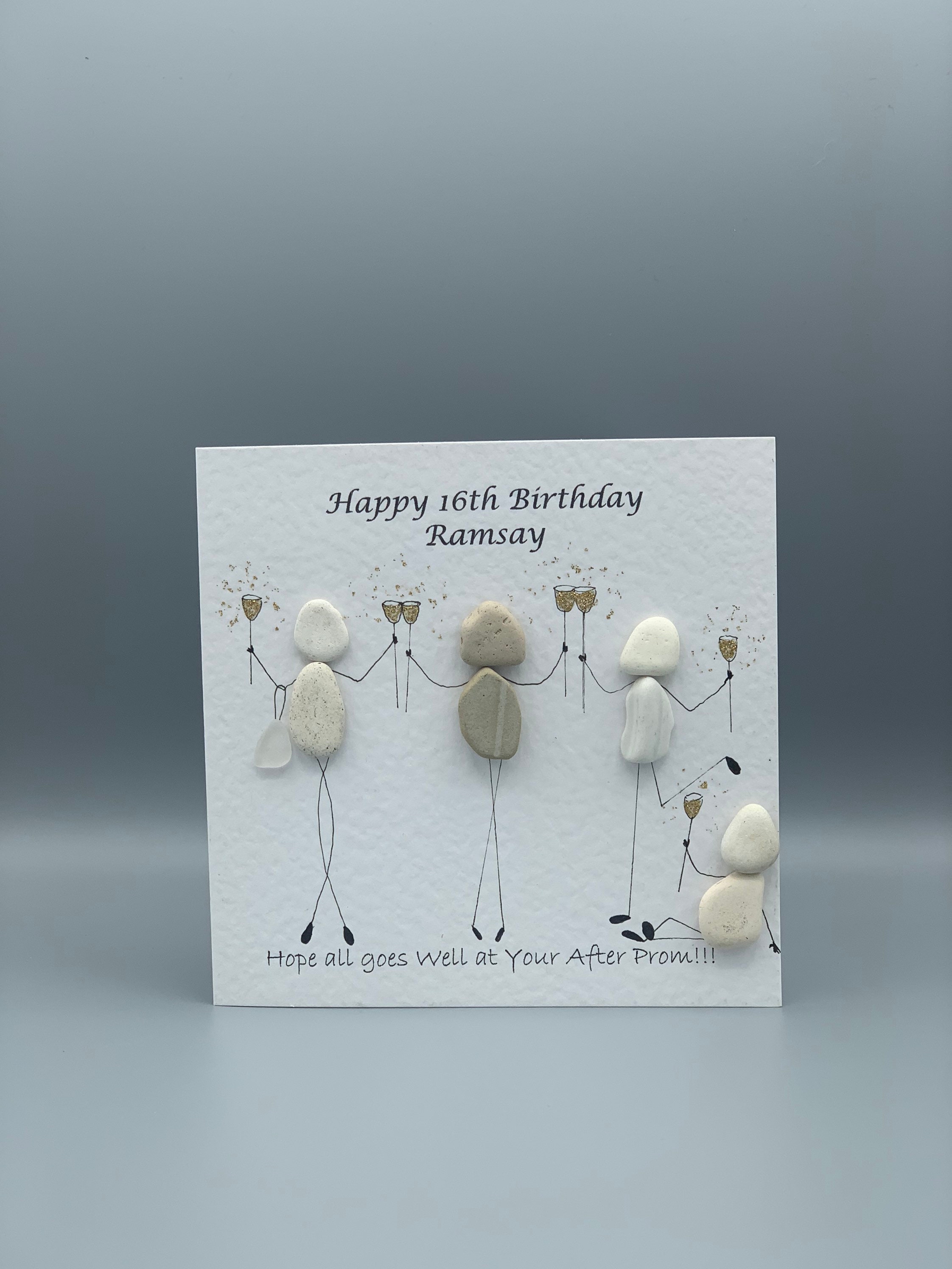 Double Sided Pebble Art Card. Pebble Art Card. 16th Birthday - Etsy