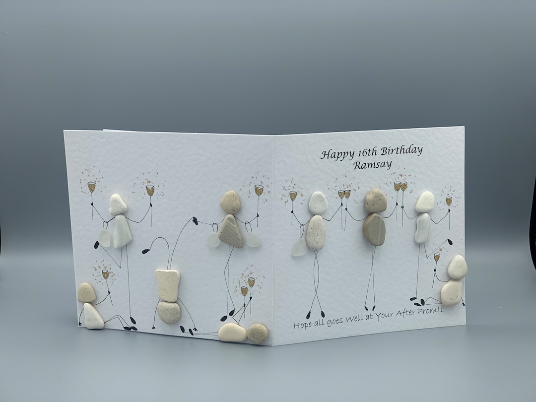 Double Sided Pebble Art Card. Pebble Art Card. 16th Birthday - Etsy