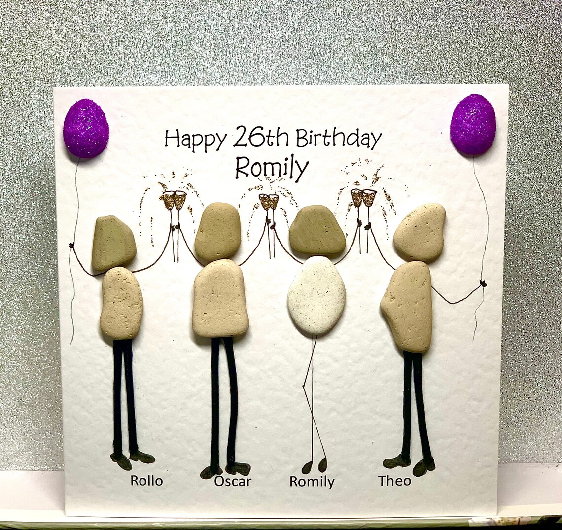 Happy Birthday Greeting Card. Happy Birthday Pebble Art. - Etsy UK