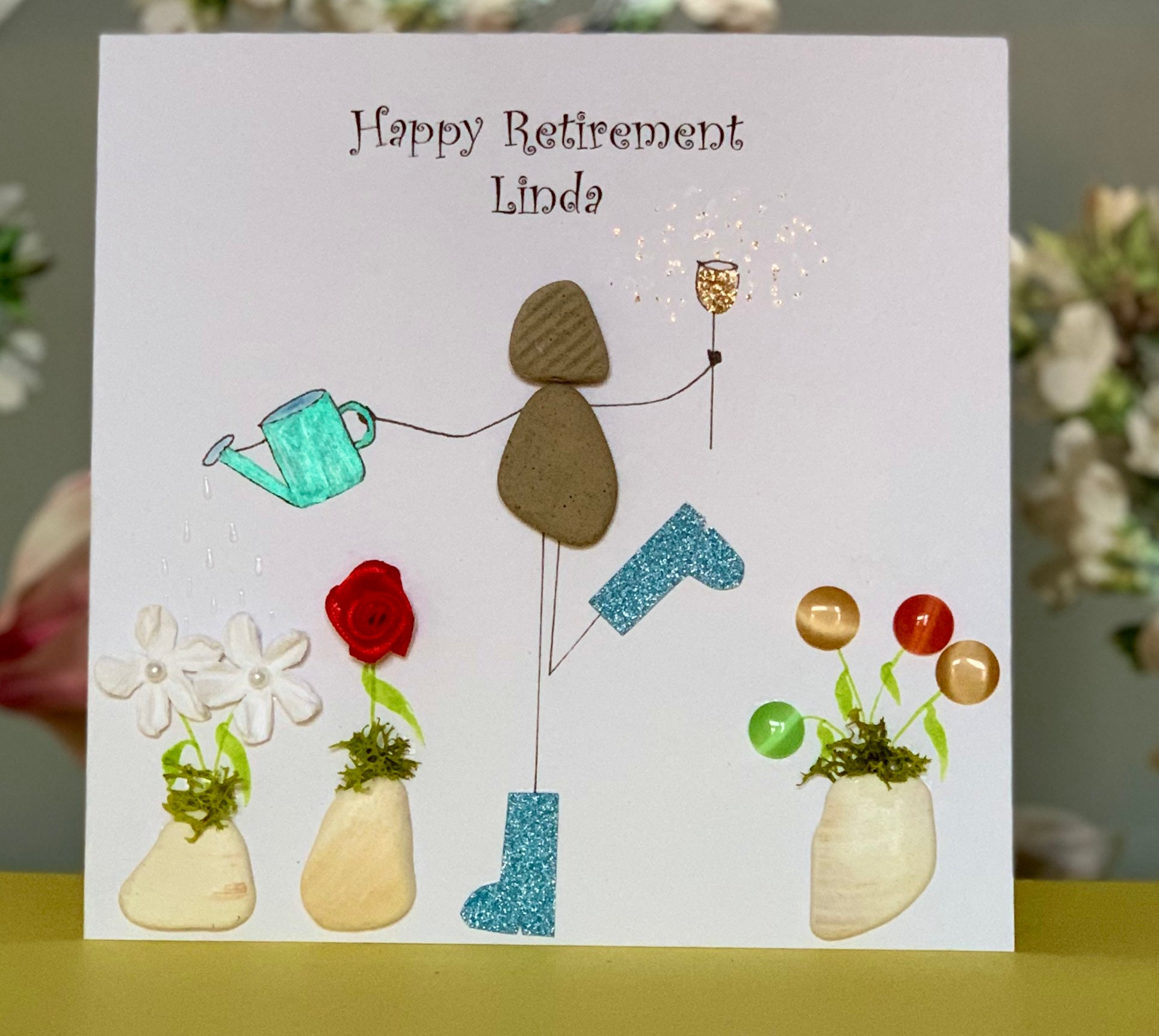 Retirement Card. Happy Retirement Greeting Card. Pebble Art - Etsy