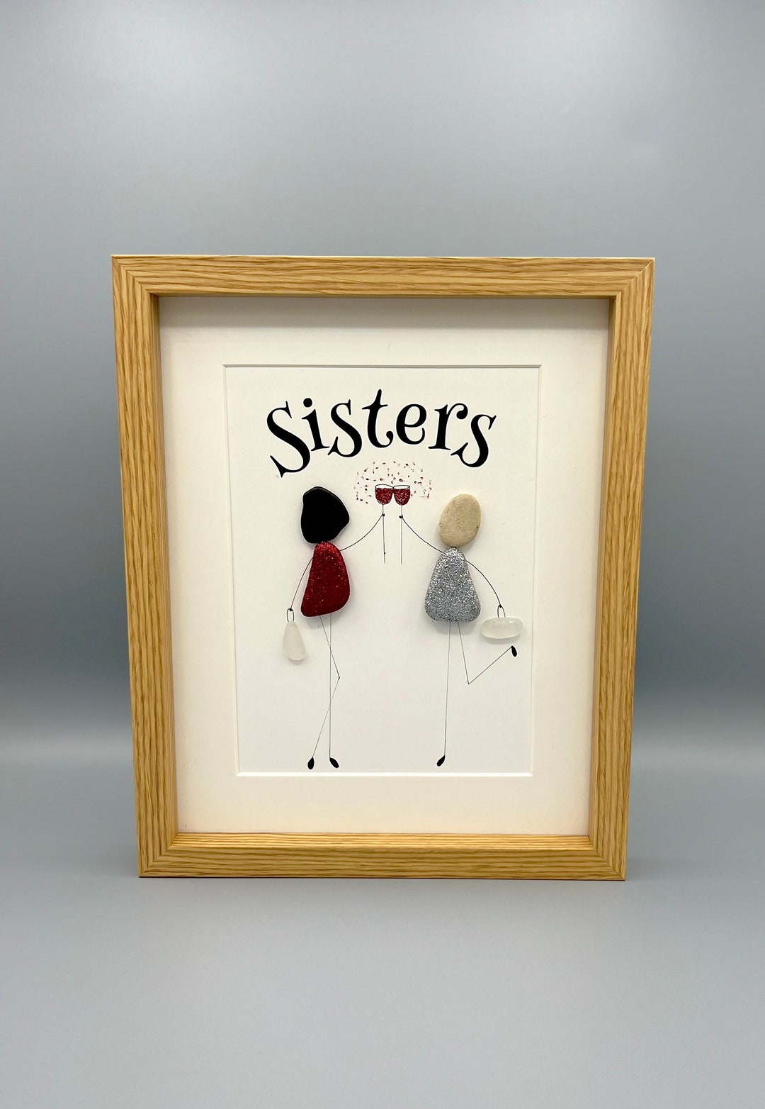 Sisters Pebble Art Frame, Pebble Art, Personalised Gifts, Sea Glass ...
