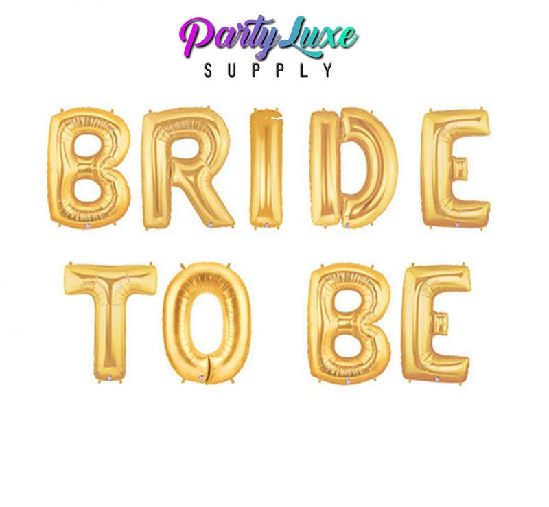 Bride To Be Letter Balloons Gold 9 balloon set bachelorette | Etsy