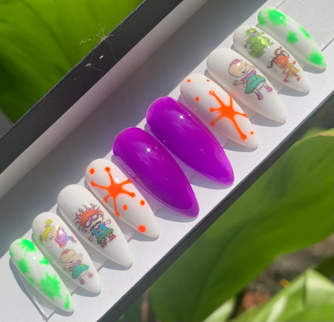 Slime Press on Nails Nestalgia Press on Nails Cartoon Press on Nails - Etsy