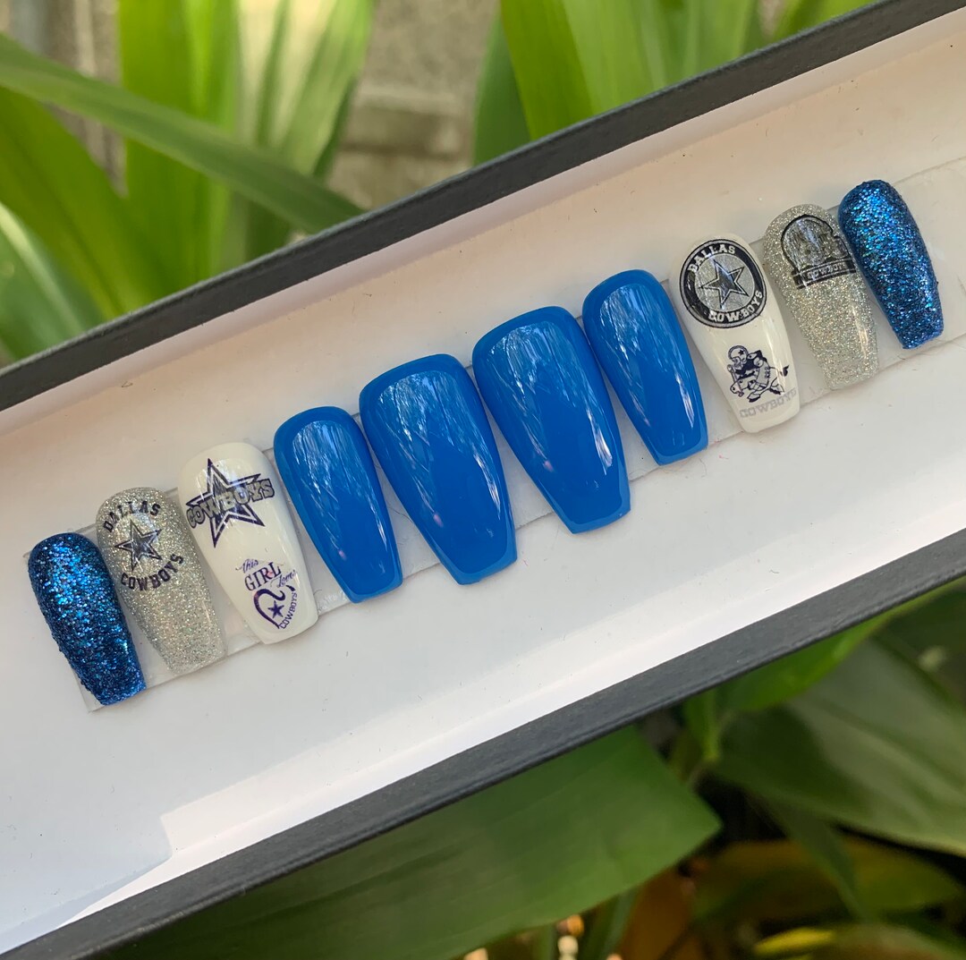 Blue Star Football Press Ons - Etsy