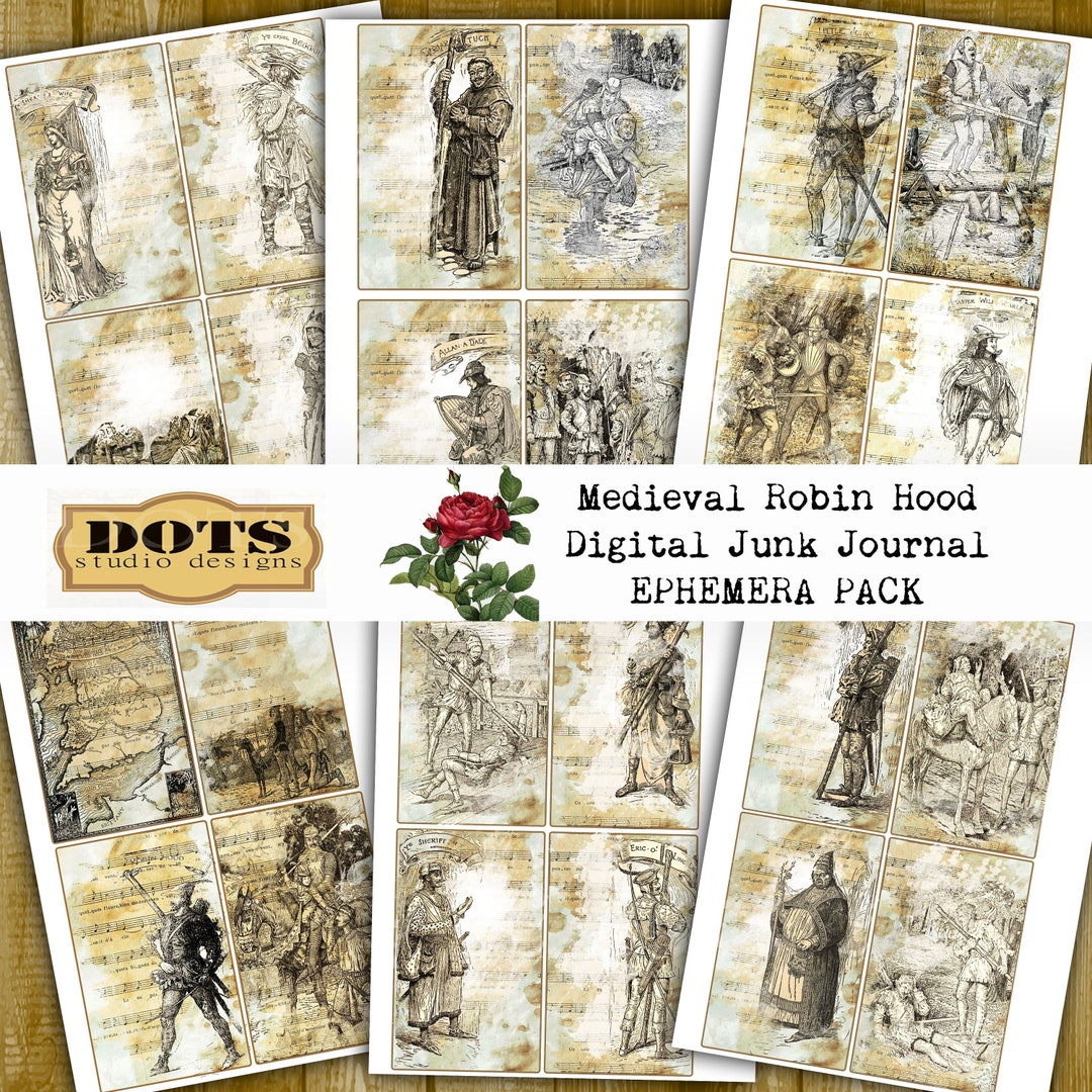 Medieval Robin Hood Ephemera Digital Junk Journal Tags ATC - Etsy UK