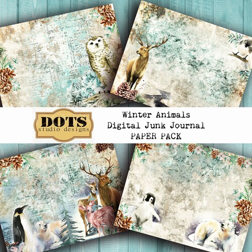 Winter Junk Journal Digital Background Pages - Etsy
