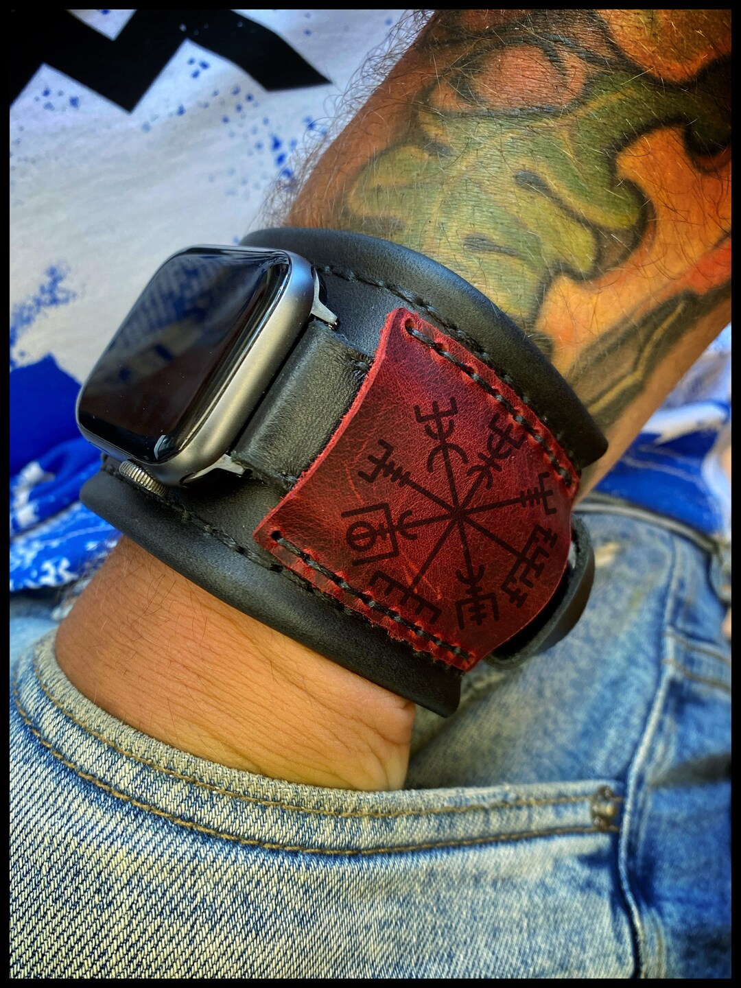 Vegvisir Wide Watch Strap for Apple / Samsung Genuine Leather Celtic ...
