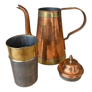 Extra Large Vintage Copper and Brass Coffee Pot Coffee Kettle Copper ...
