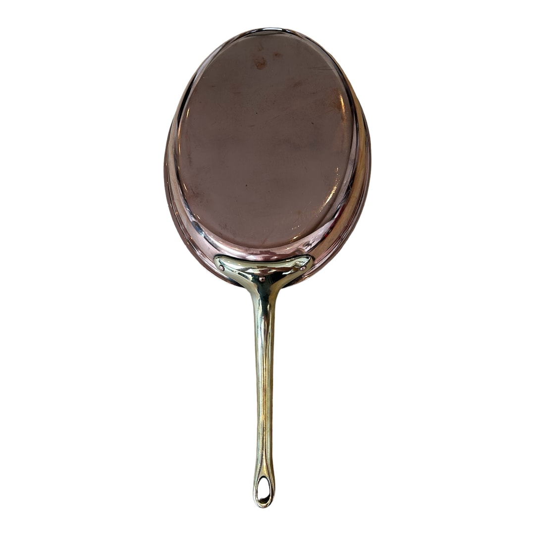 Vintage Copper and Brass Hanging Large Oval Fish Pan Copper Frying Pan ...