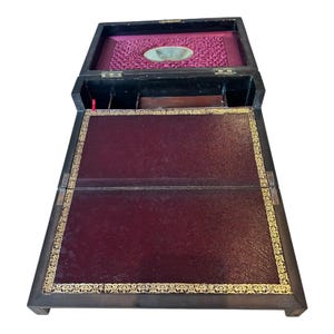 Antique Walnut Victorian Circa 1850 Ladies Mop Inlaid Lockable Writing ...