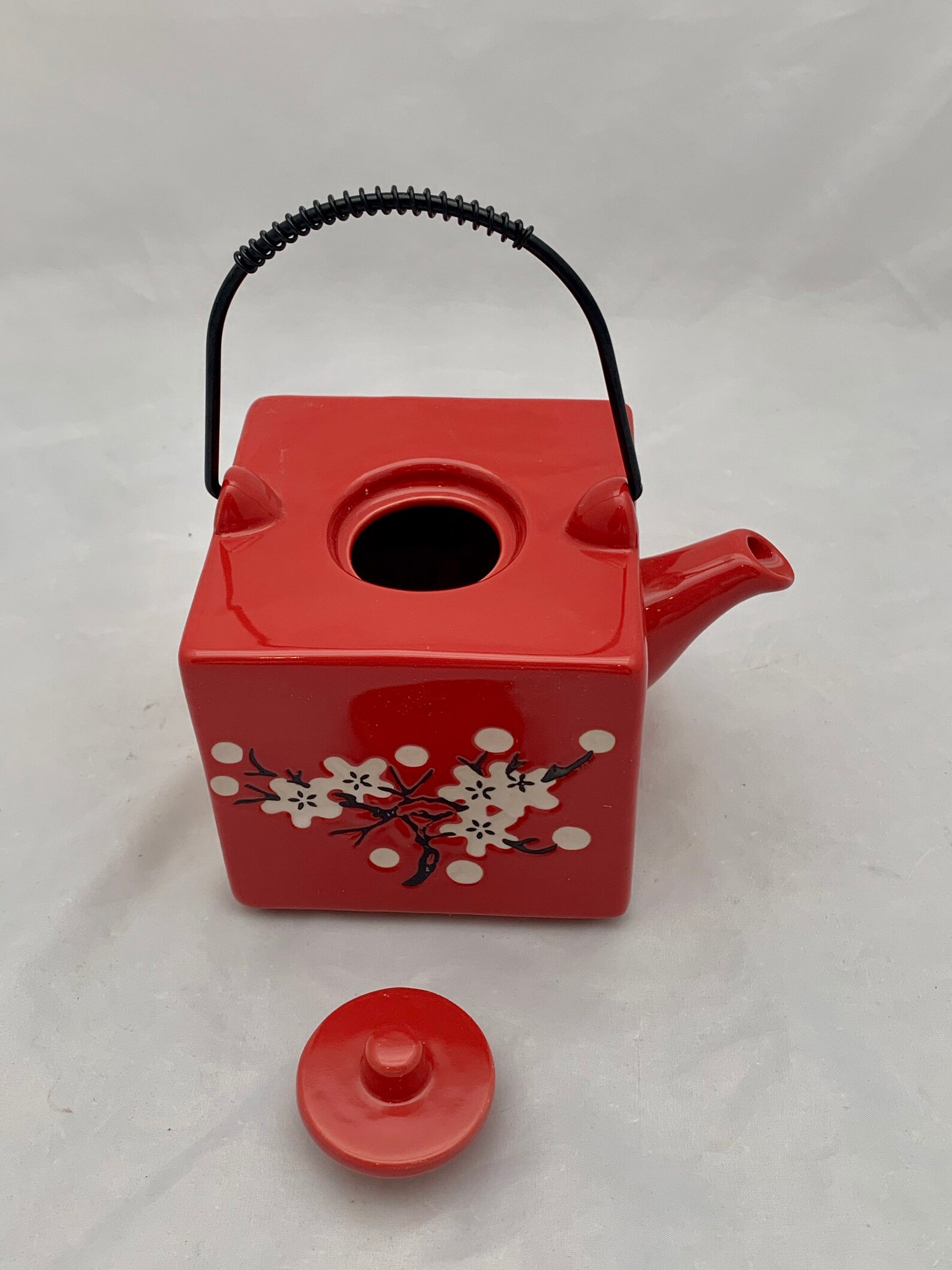Chinese Red Blossom Square Tea Pot With 4 Cups Chinese Tea - Etsy