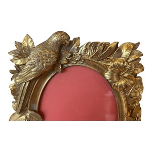 Vintage Style Gilt Gold Exotic Parrot Bird Portrait Picture Photo ...