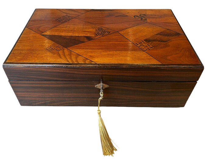 Vintage Parquetry Inlay Circa 1930s Mahogany Lockable Writing Box ...