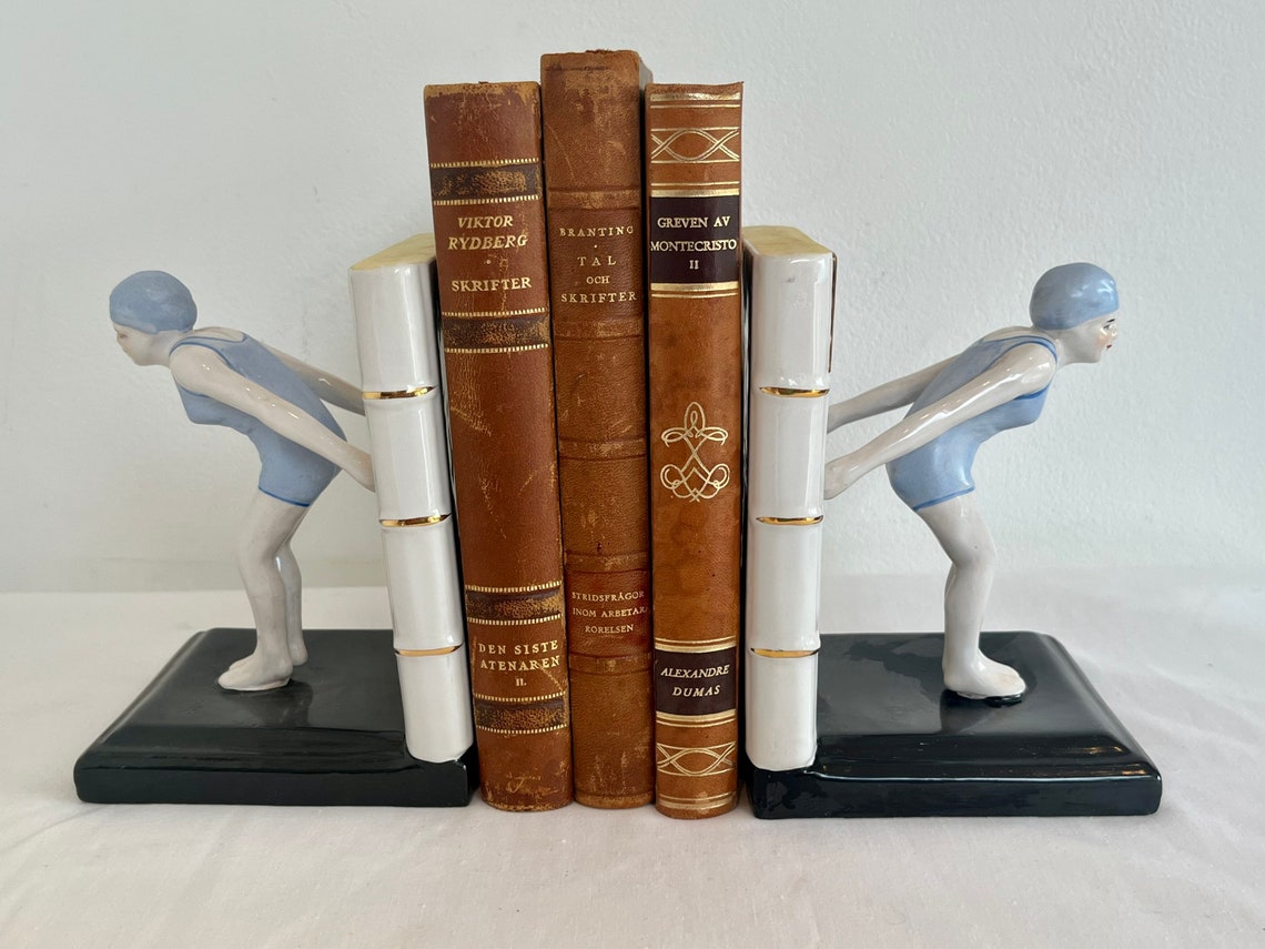 Pair Vintage Style Art Deco Lady Figure Porcelain Bookends - Etsy