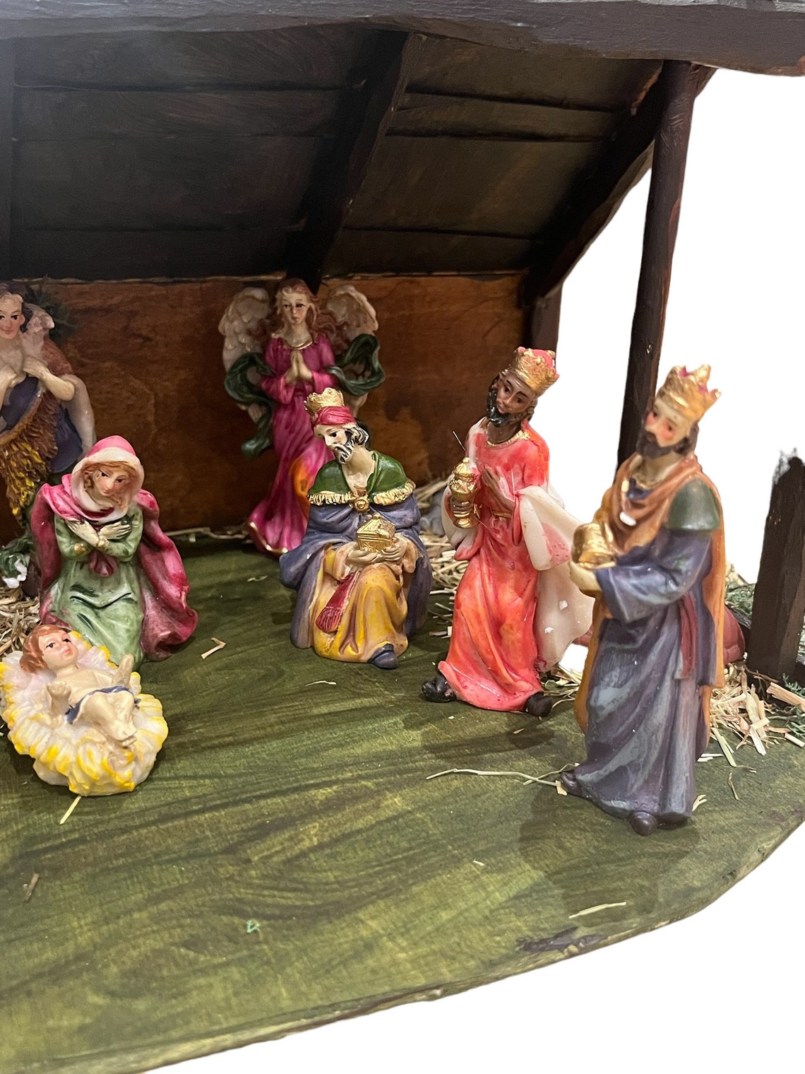 Extra Large Vintage Hand Crafted Christmas Nativity Scene Christmas ...