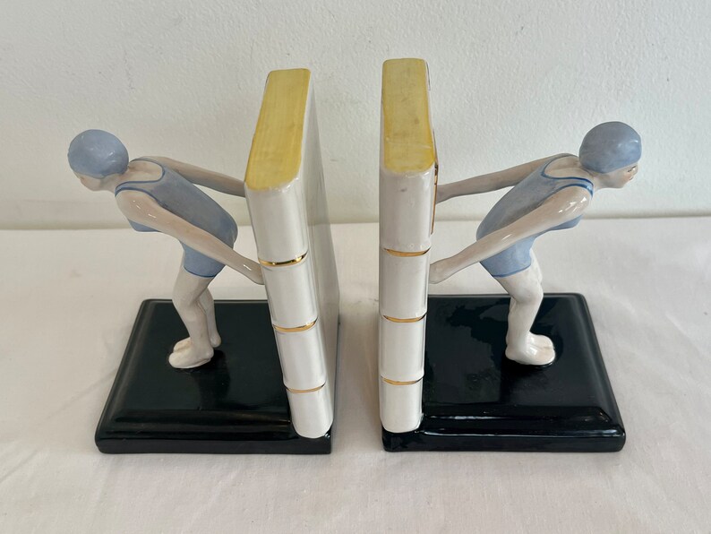 Pair Vintage Style Art Deco Lady Figure Porcelain Bookends - Etsy