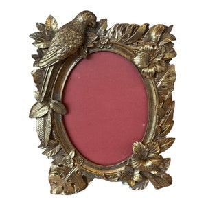 Vintage Style Gilt Gold Exotic Parrot Bird Portrait Picture Photo ...