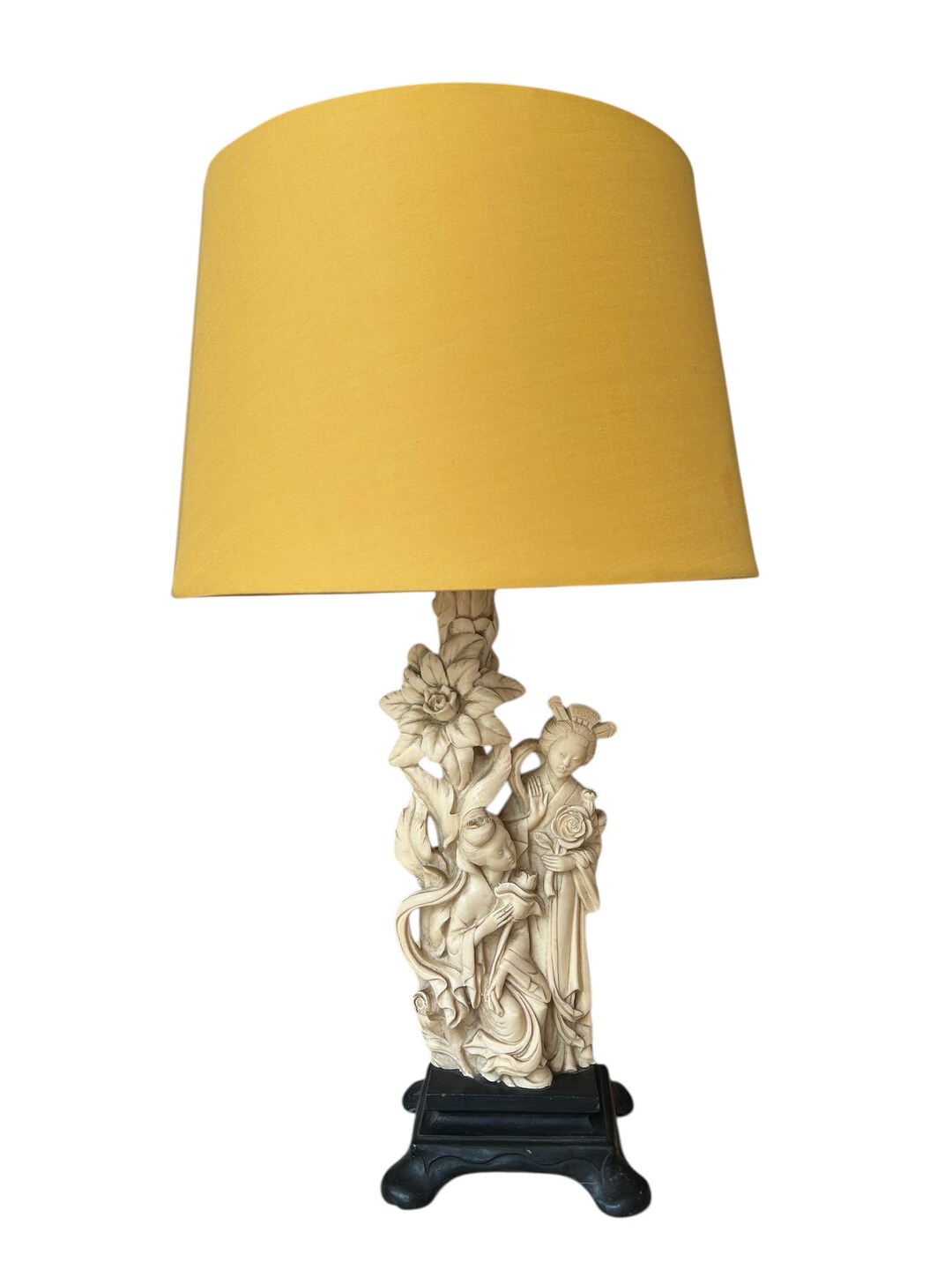 Vintage Carved Oriental Geisha Girl Side Table Lamp by A Santini by ...