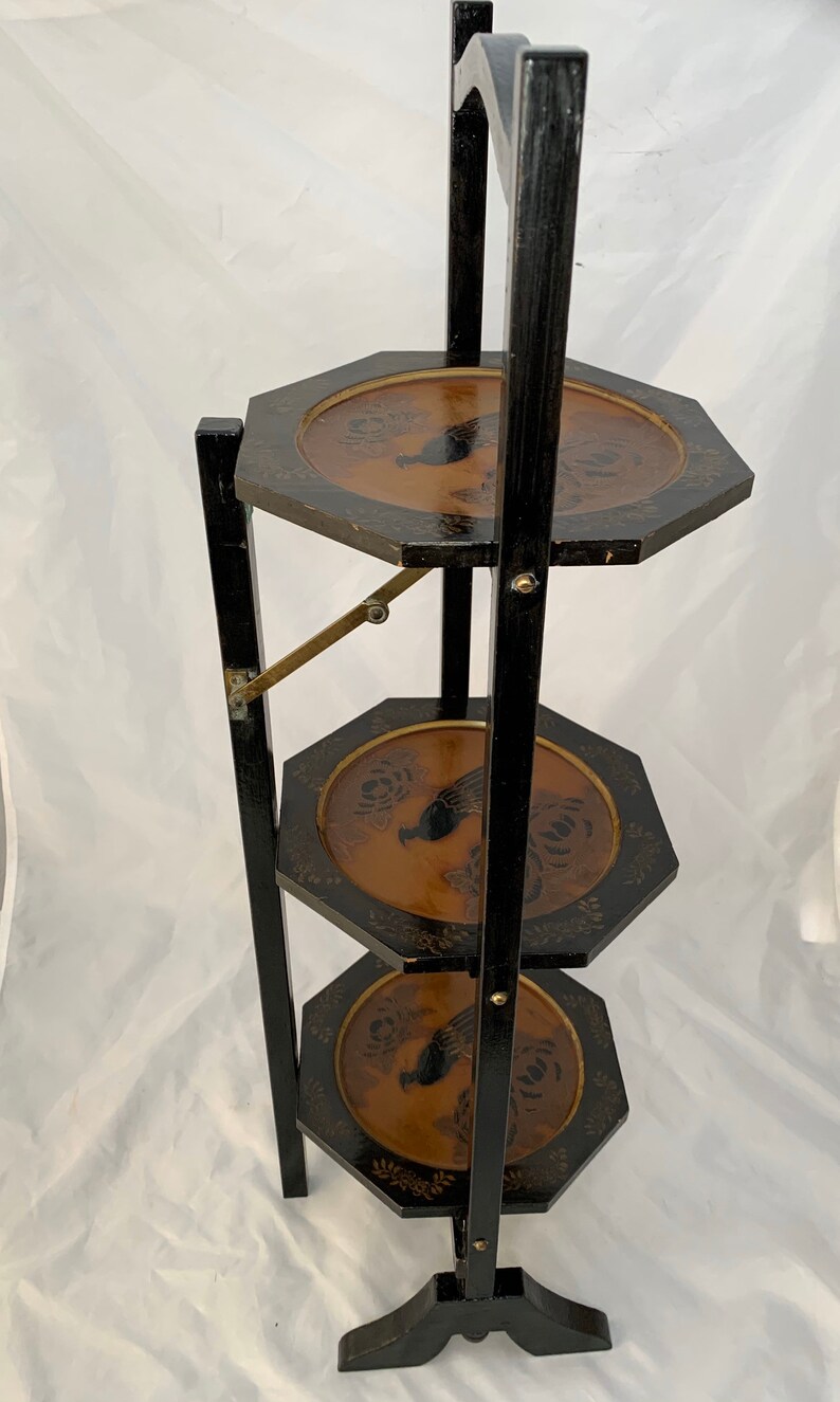 Vintage Cake Stand Hand Painted Lacquer Folding Plate Cake - Etsy