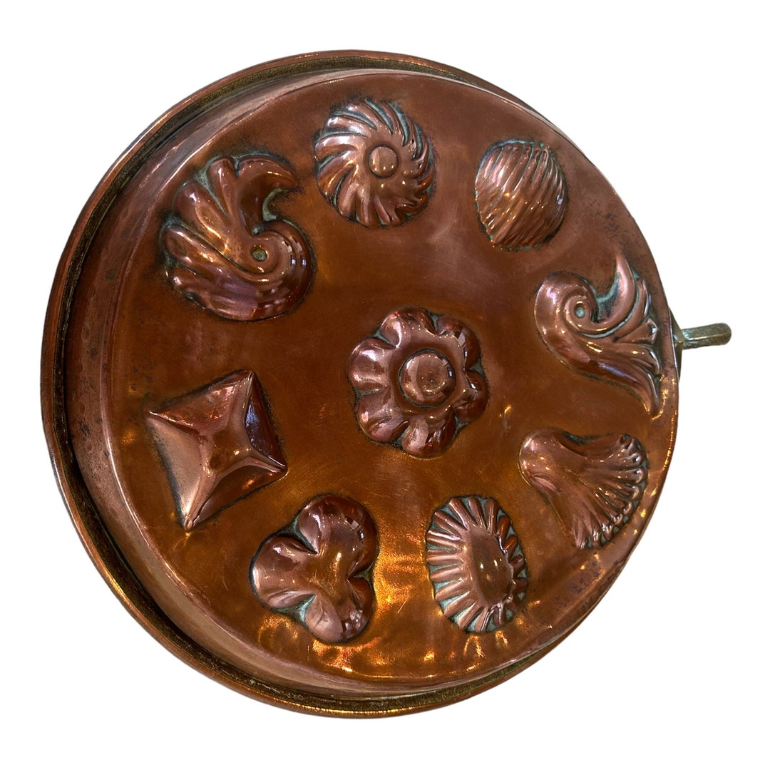 French Vintage Copper Hand Forged Hanging Shell Motif Design Cake Mould ...