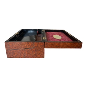 Antique Walnut Victorian Circa 1850 Ladies Mop Inlaid Lockable Writing ...