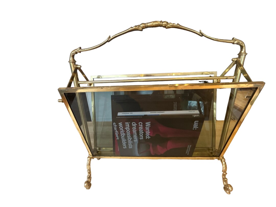 Vintage Art Deco Circa 1930s Gold Blasts and Smoked Glass Folding ...