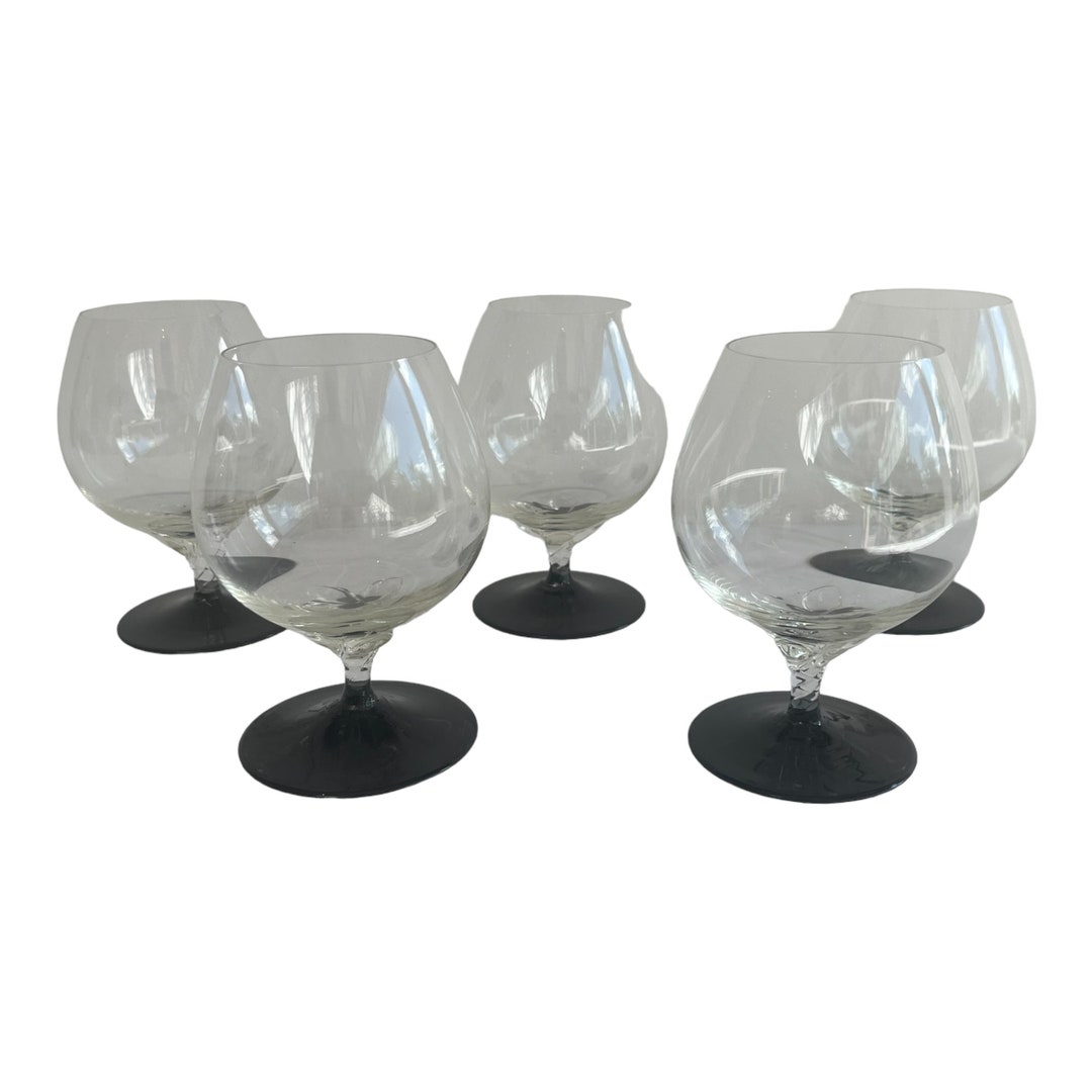 Set 5 Vintage Retro 1970s Brandy Glasses With Black Glass Bases Vintage ...