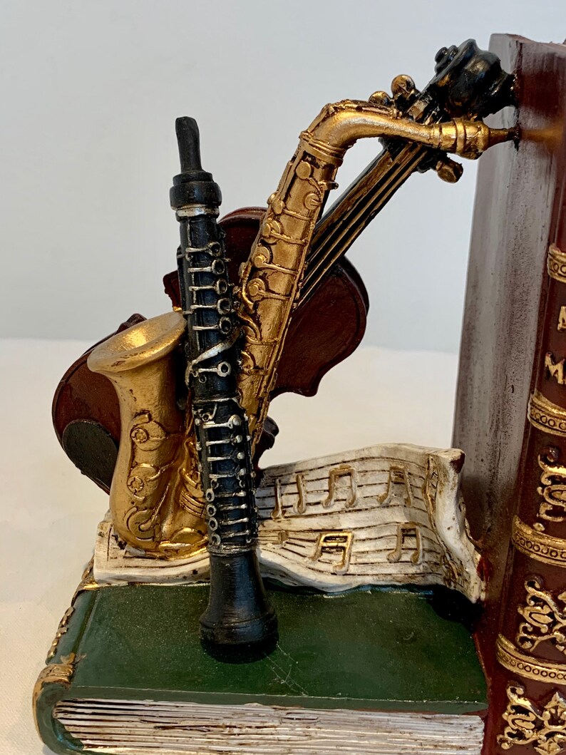 Pair Musical Bookends Shelf Tidy Piano Bookends Saxophone - Etsy