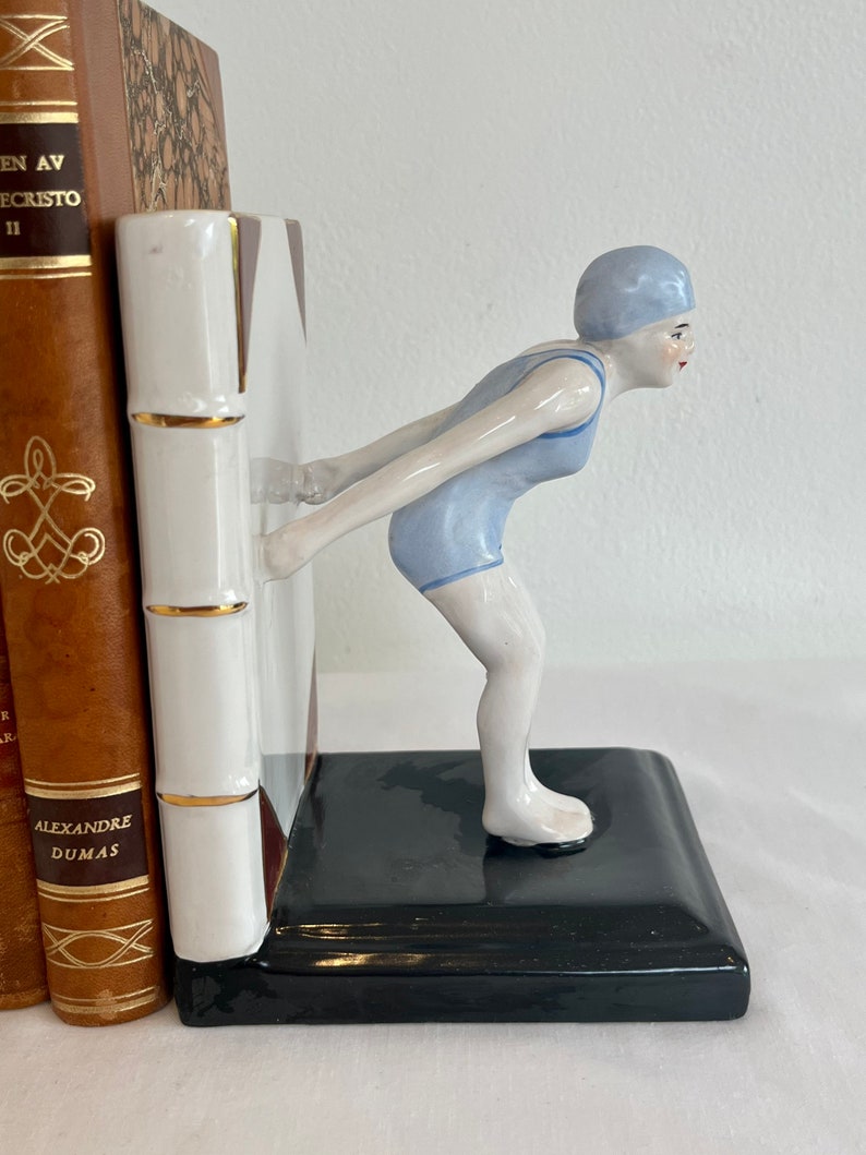 Pair Vintage Style Art Deco Lady Figure Porcelain Bookends - Etsy