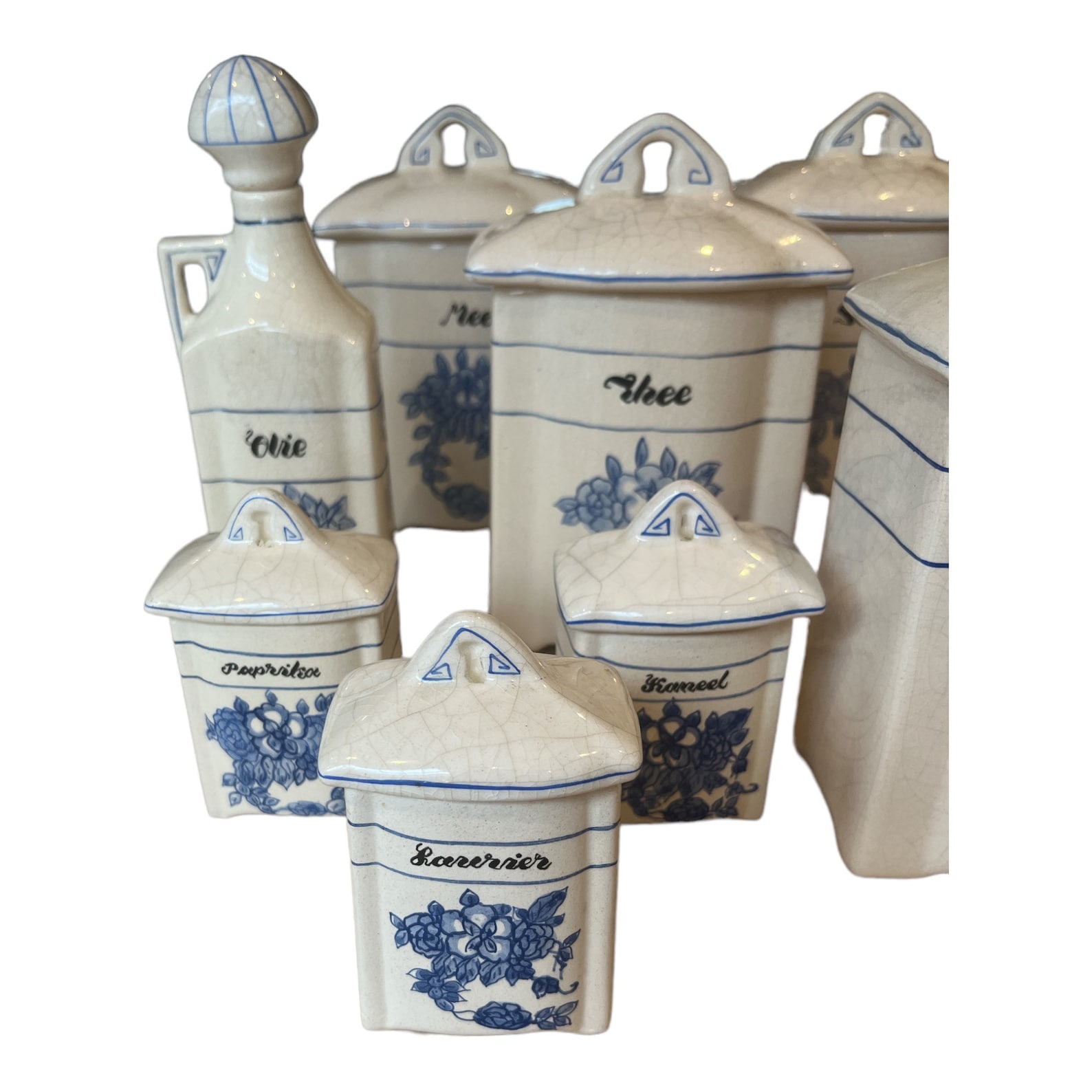 Vintage 14 Piece Porcelain Kitchen Storage Jar Set Kitchen Caddies ...