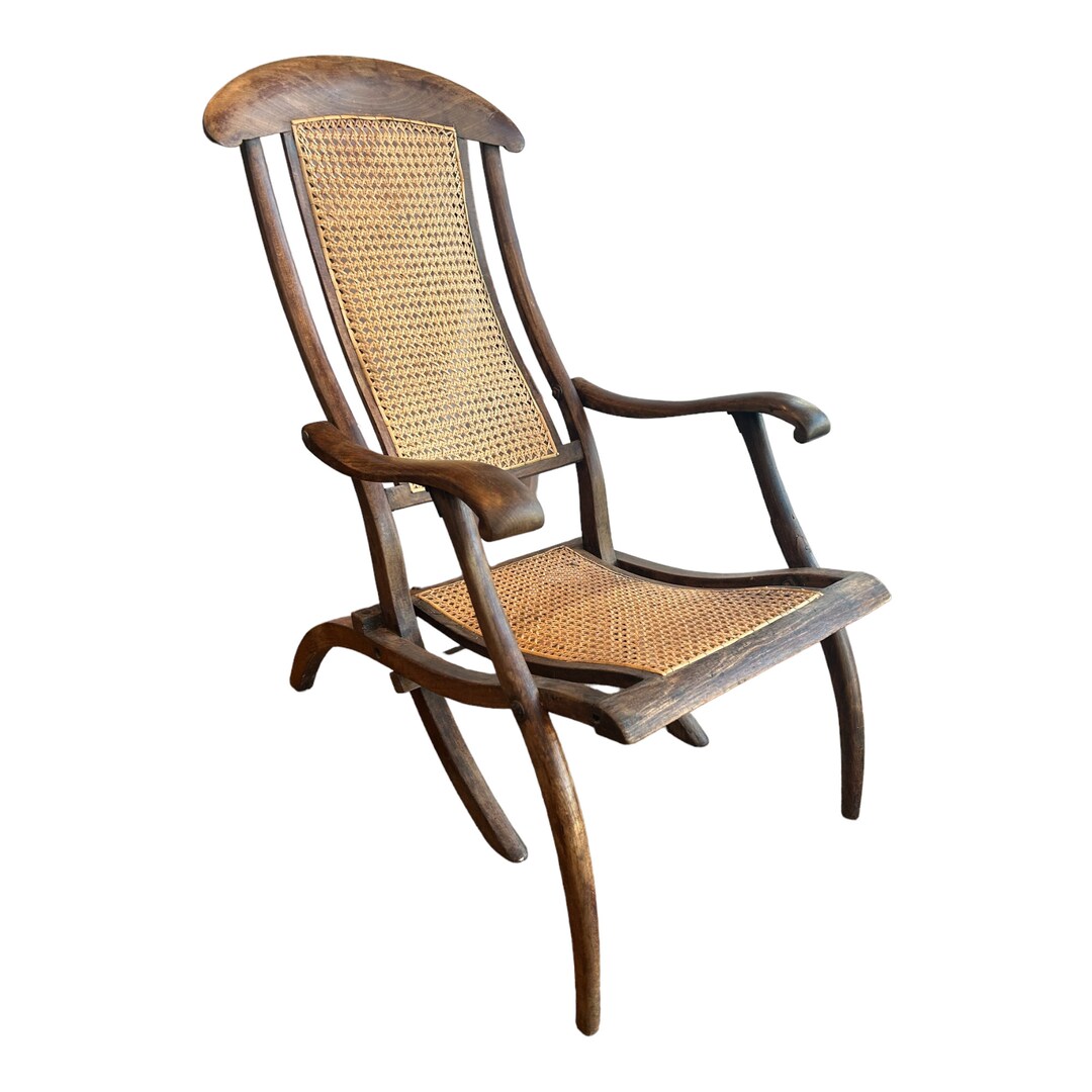 Antique Circa 1880 Folding Berger Rattan Folding Chair Campaign Chair ...