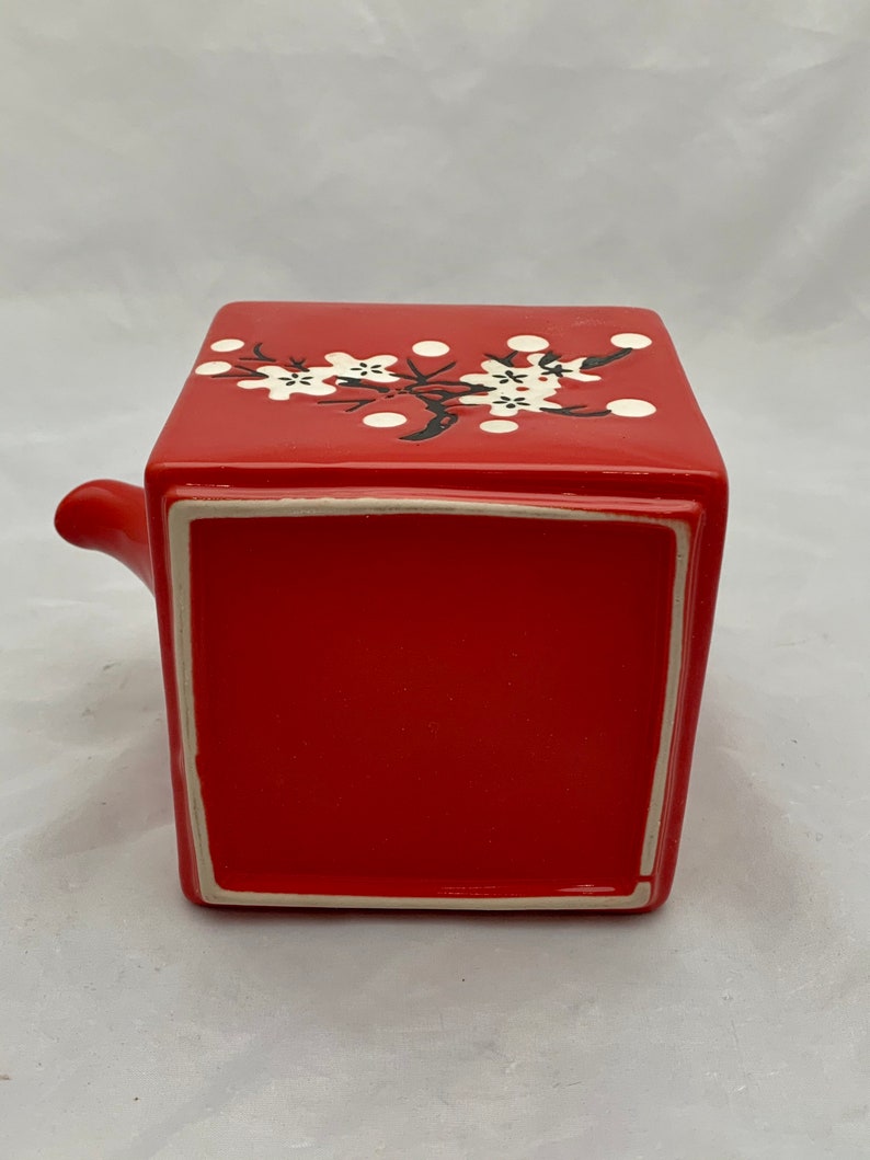 Chinese Red Blossom Square Tea Pot With 4 Cups Chinese Tea - Etsy