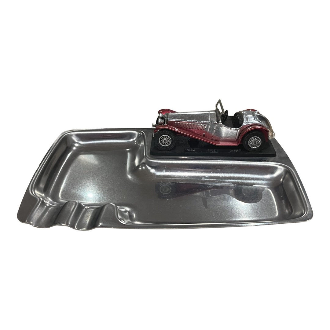 Vintage Silver Steel Table Top Ashtray With a Model of a 1934 Riley ...